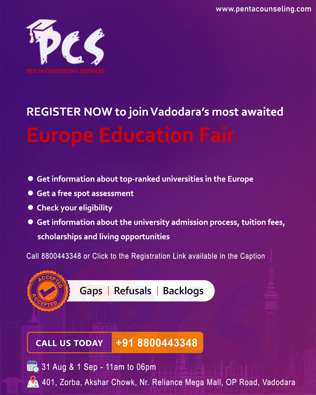 Europe Education Fair in Vadodara - 31st Aug & 1st Sep 2024