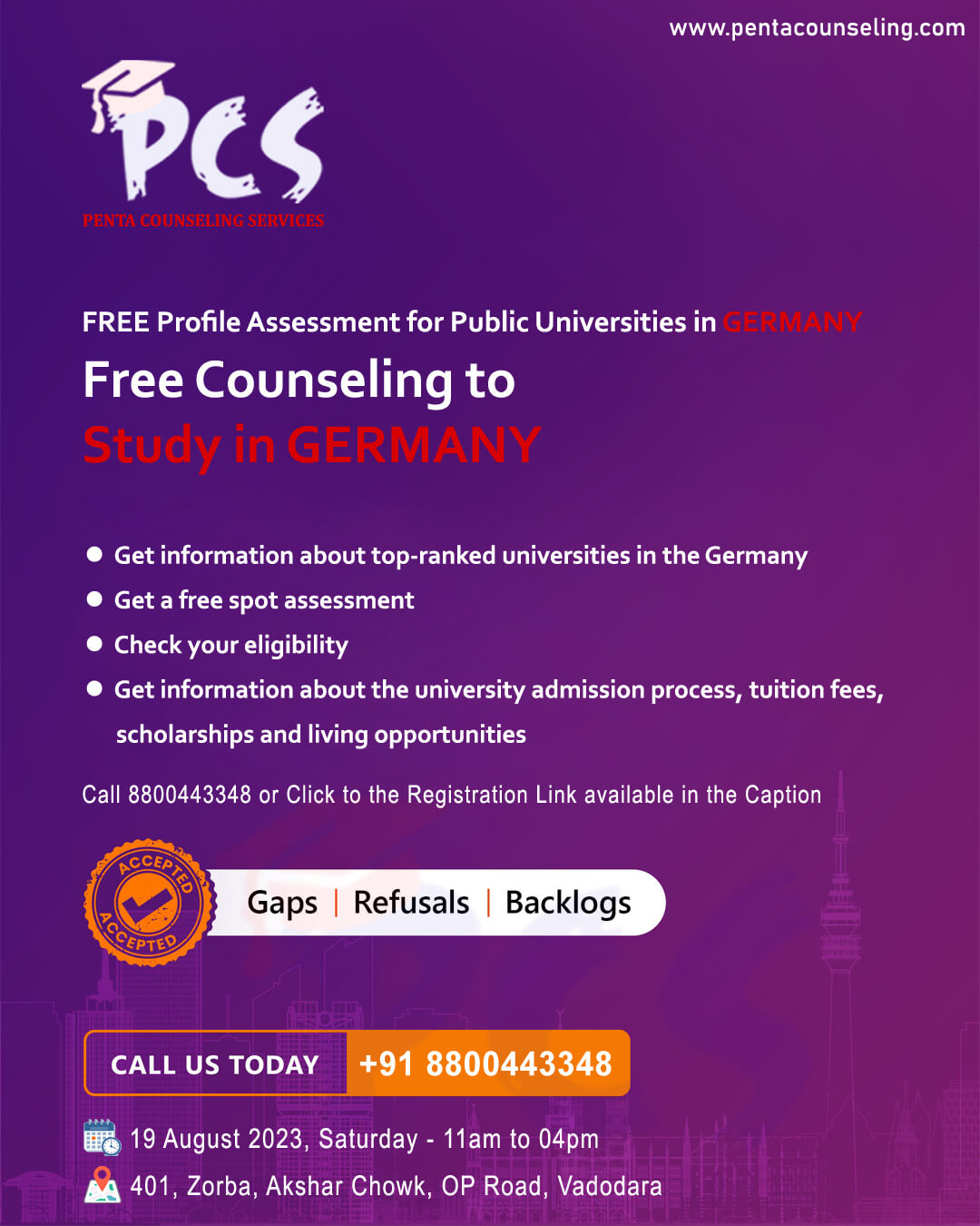 Free Profile Evaluation for Study in Germany in VADODARA